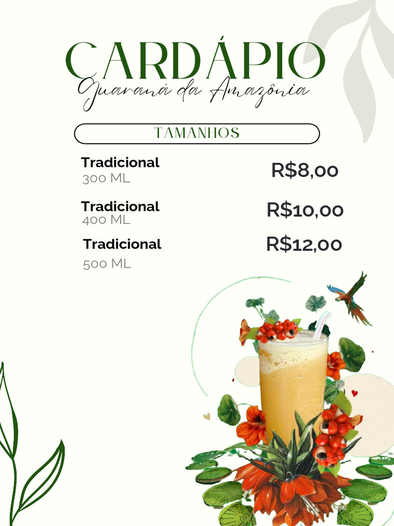 Cardápio de Sucos e Lanches Naturais Moderno e Elegante Nude e Verde ...