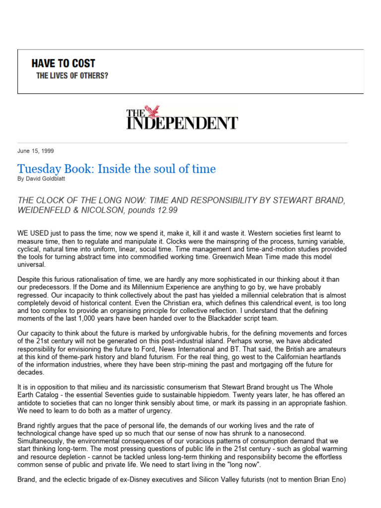 The Clock of The Long Now Time and Respo | PDF