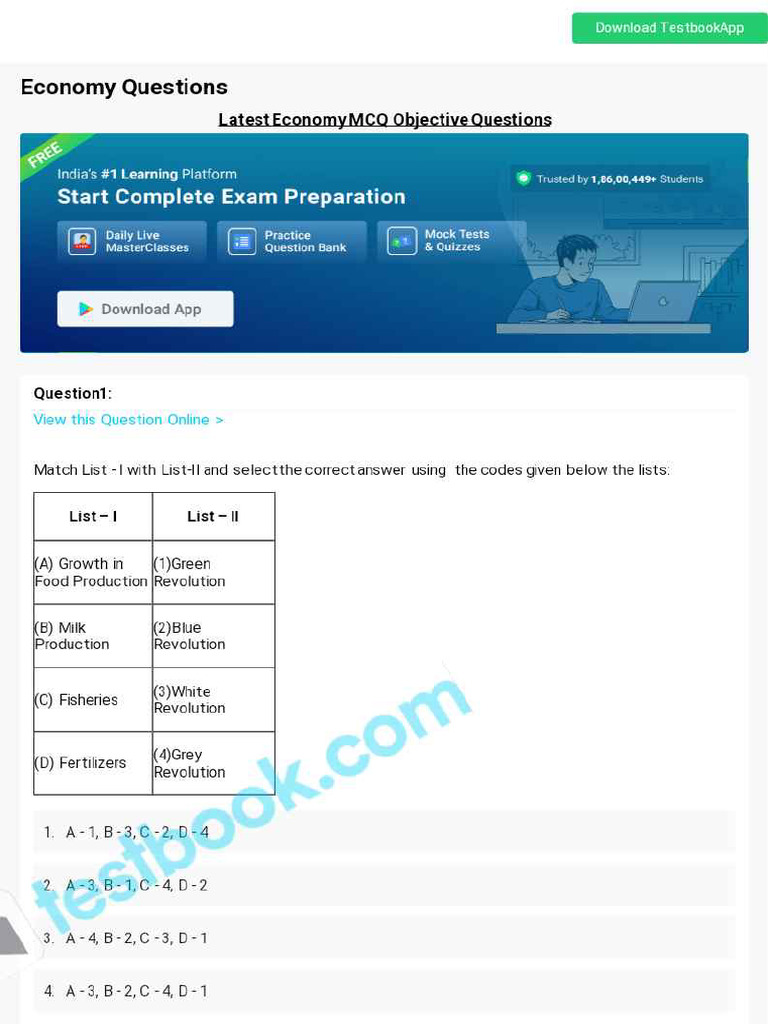 MCQ On Economy 1 | PDF