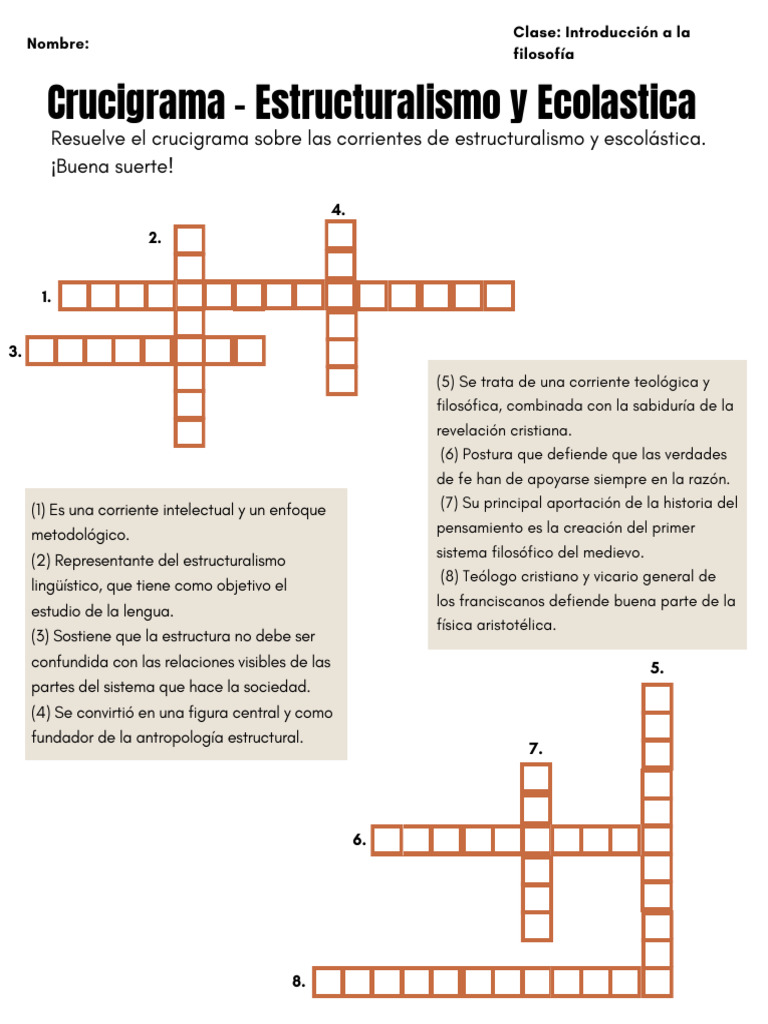 Los Pasatiempos Crucigrama Ficha de Ejercicios Marrón Y Rojo ...