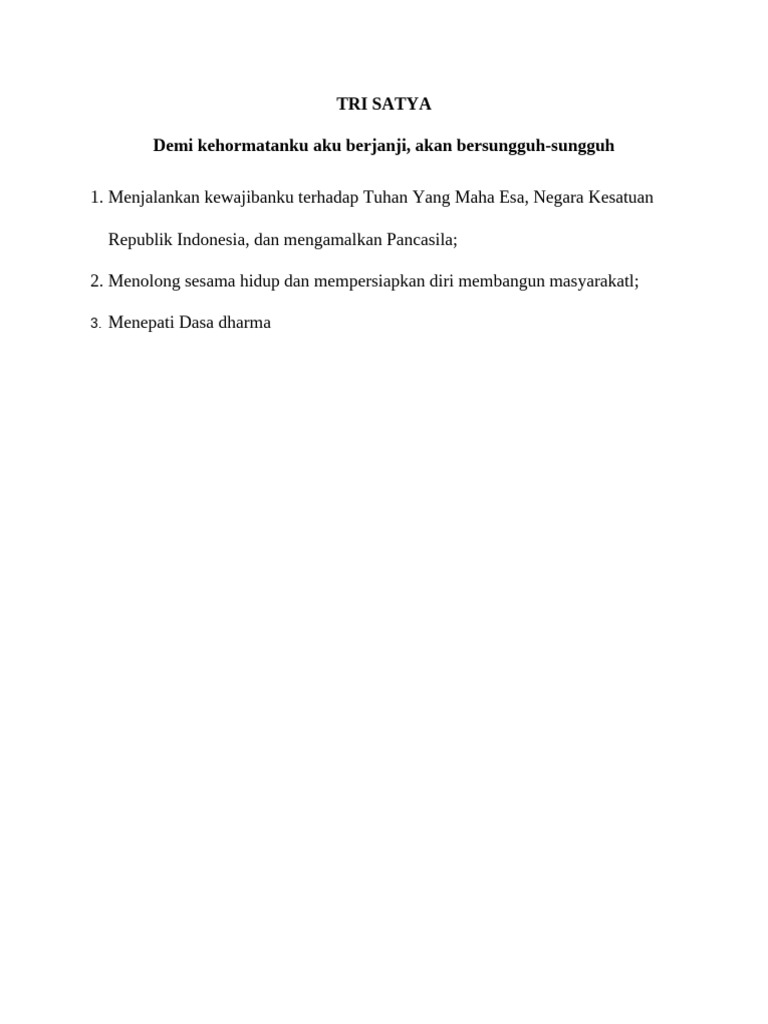 Tri Satya dan Dasa Dharma Pramuka | PDF