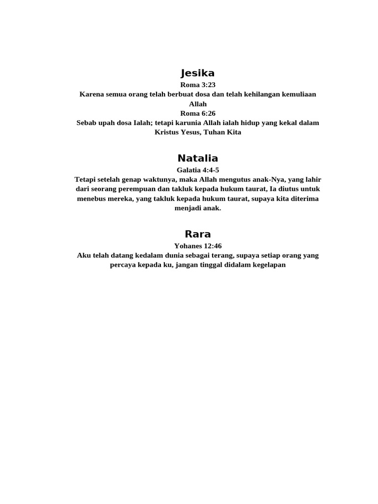 Ayat Hapalan Prosesi Pembakaran Lilin Natal | PDF