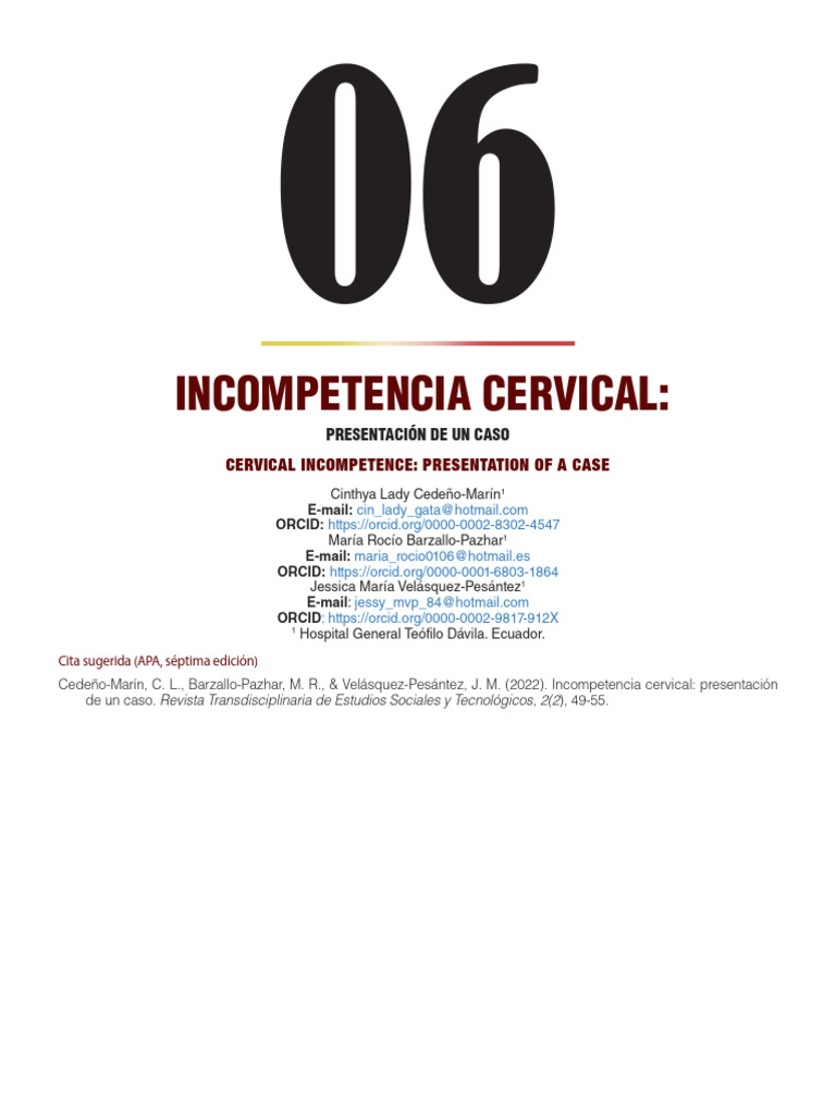 Incompetencia Cervical:: Cervical Incompetence: Presentation of A Case ...