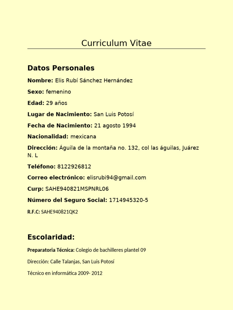 Curriculum Vitae Elis | PDF