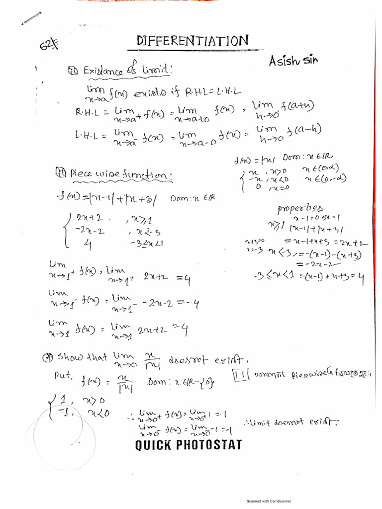 Asish Sir Math Differentiation | PDF