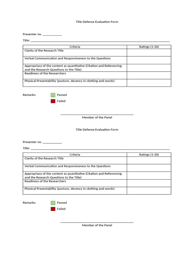 0ral Defense Evaluation Form | PDF