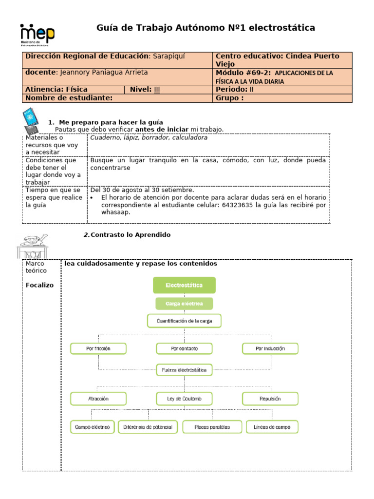 GTA 69-2 fisica electrostatica | PDF | Fuerza | Electrón