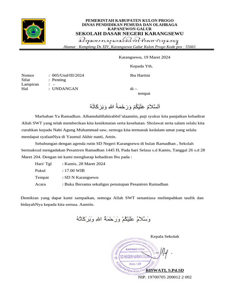 Undangan Ibu Hartini | PDF