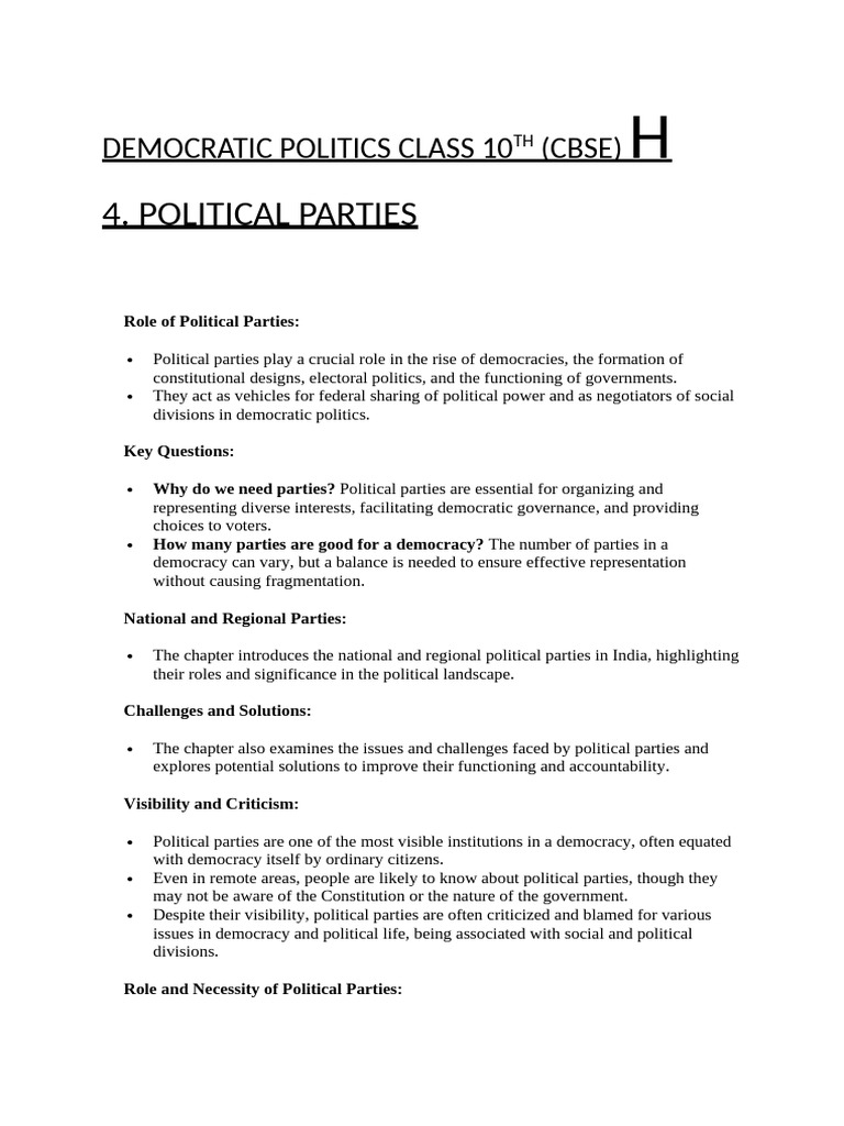 DEMOCRADIT POLITICS CLASS 10TH 4 | PDF | Political Parties | Elections