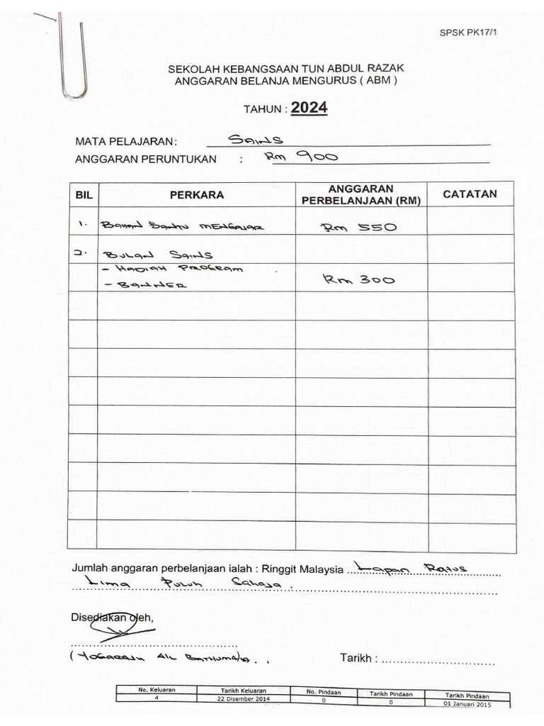 C (1) Senarai BBM Panitia Sains Sains 2024 | PDF