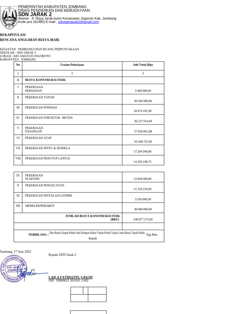 Contoh Penggabungan RAB + Gambar Desain | PDF