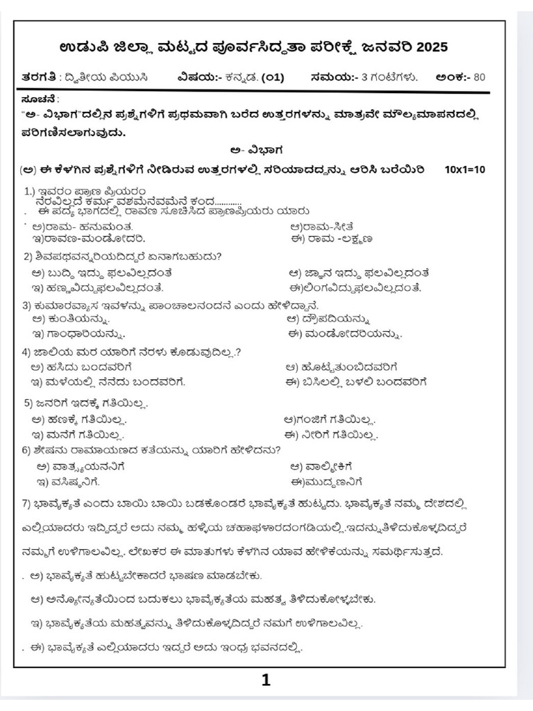 Preparatory Exam Questions Paper | PDF