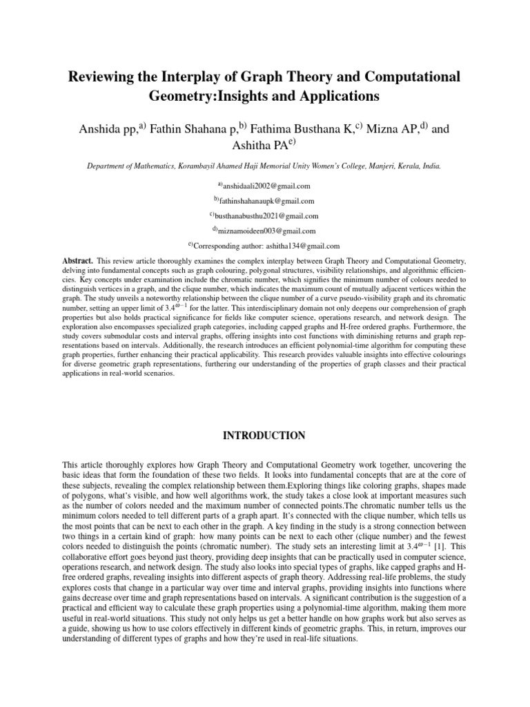 Graph Theory & Computational Geometry Review | PDF | Vertex (Graph Theory) | Graph Theory