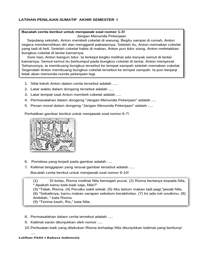 LATIHAN SOAL PSAS I B INDONESIA 2024 (1) | PDF