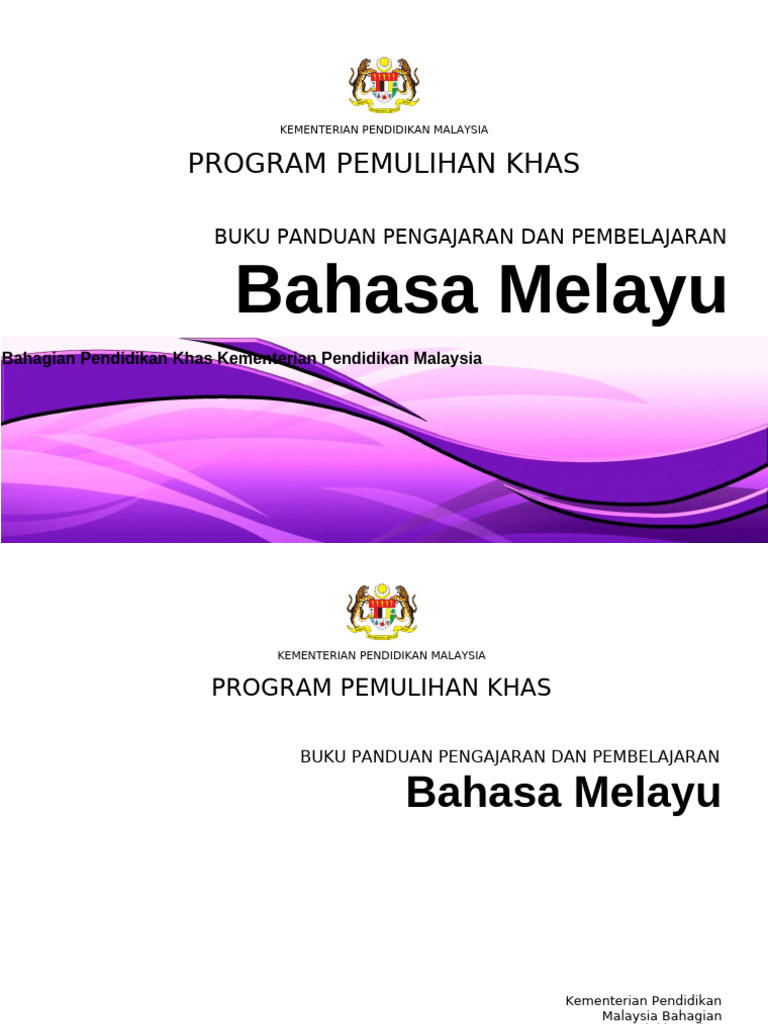 Buku Panduan PdP Bahasa Melayu Program Pemulihan Khas 2606SS19 | PDF