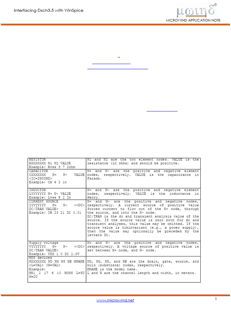 Application Note - Interfacing dsch3.5 To Winspice | PDF | Spice ...