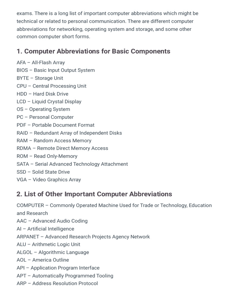 Bank Exams - Computer Related Terms Abbreviations, Computer Knowledge | PDF | Computer Network ...