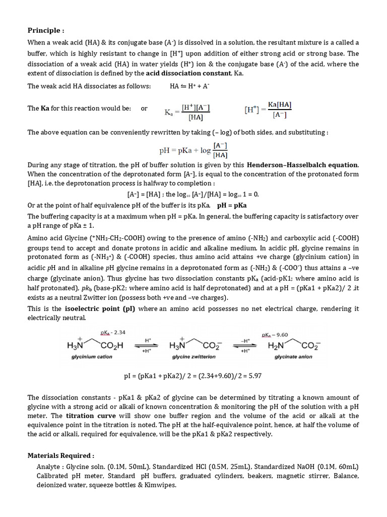 P3 Determination of PI of GLYCINE Buffer by Titration Method | PDF ...