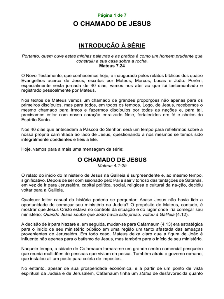 o-chamado-de-jesus | PDF | Jesus | Ministério de Jesus