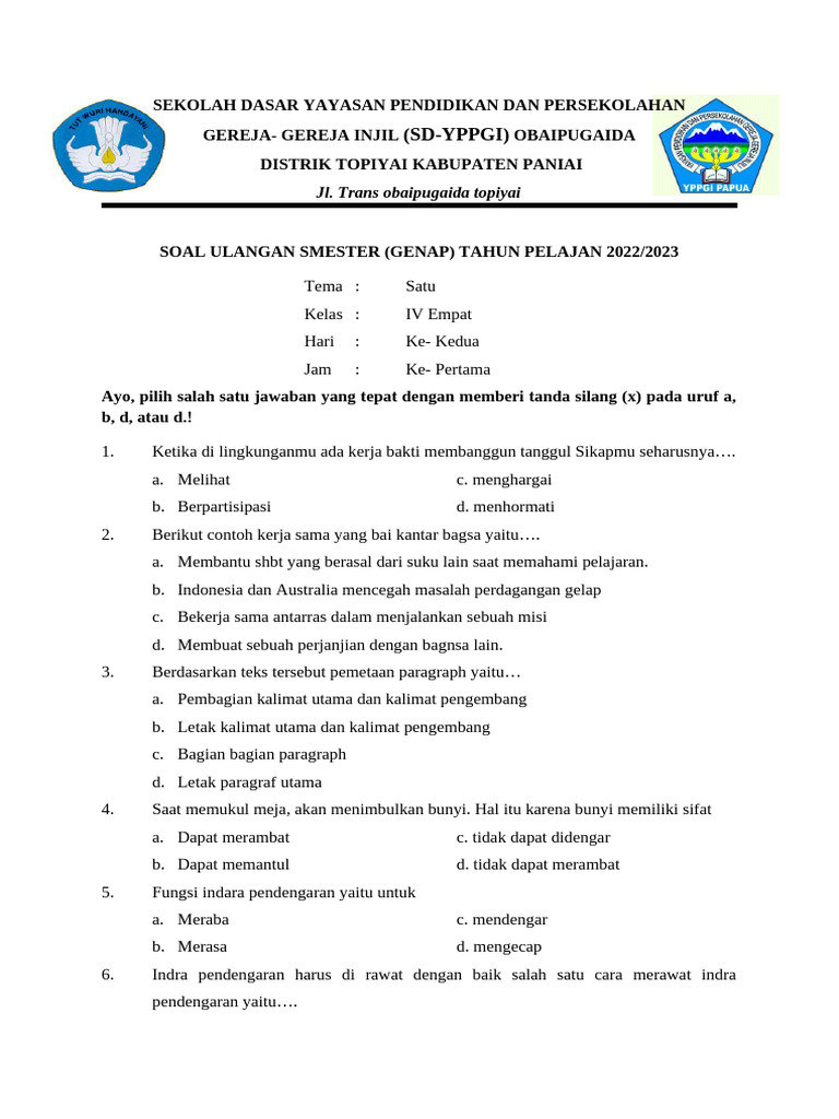 KELAS EMPAT HARI KEDUA JAM PERTAMA | PDF