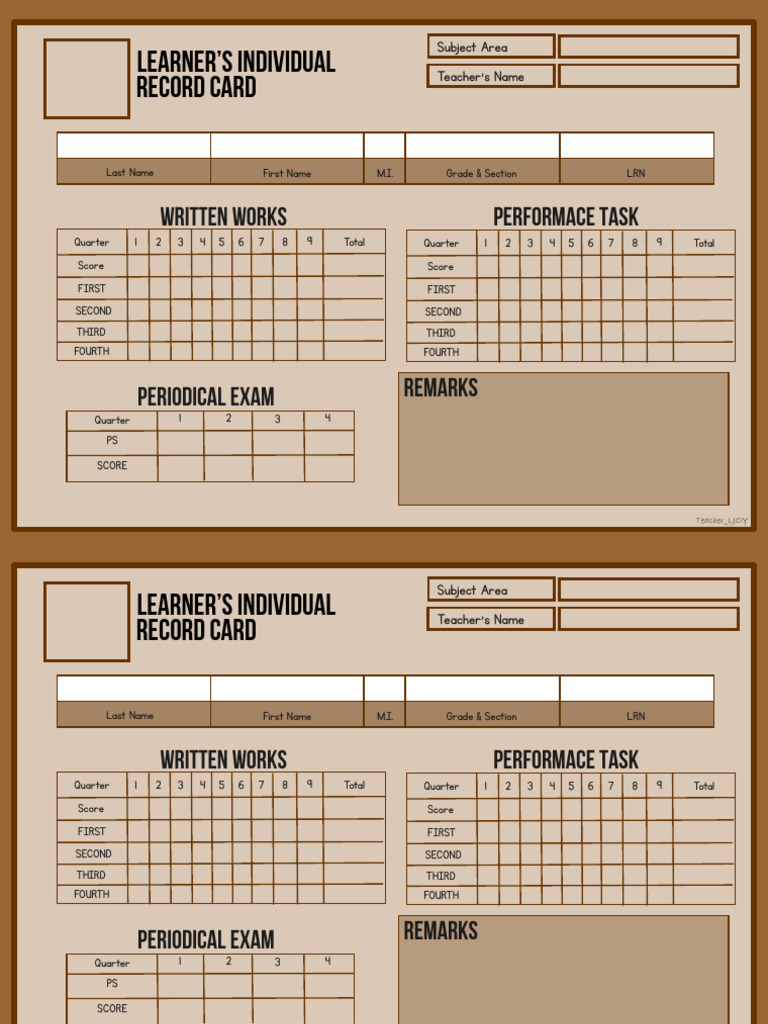 Learner's Individual Record Card | PDF