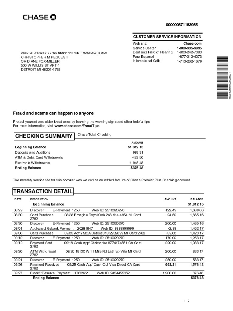 My Data | PDF | Cash | Chase Bank