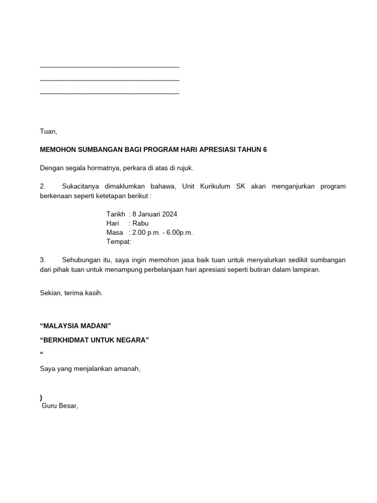 Surat Sumbangan | PDF