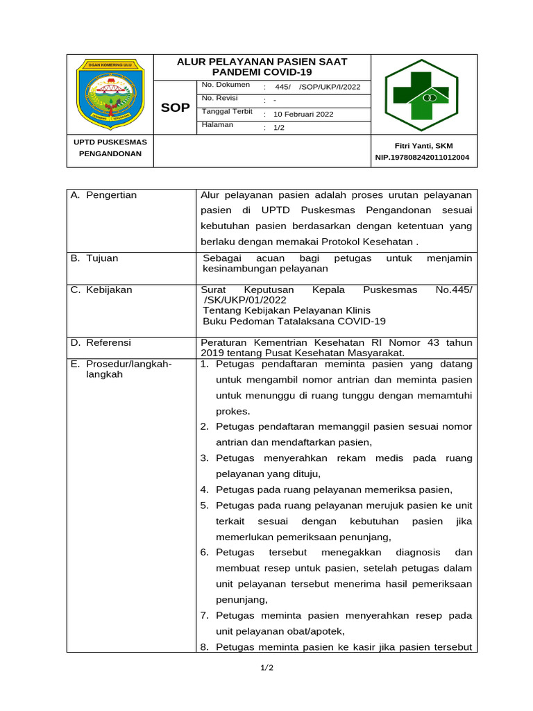SOP ALUR PELAYANAN | PDF