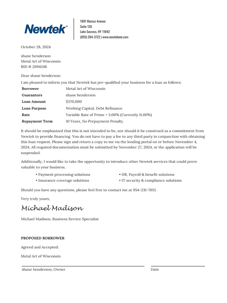 Pre Qualification Letter | PDF