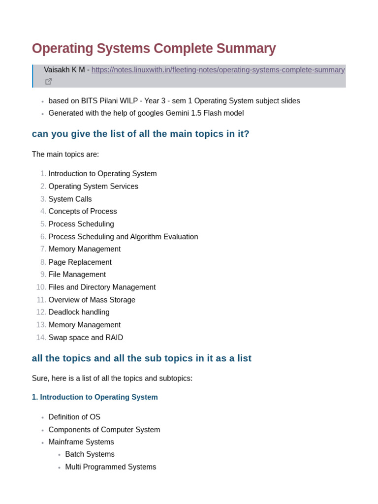Operating Systems Complete Summary - MD | PDF | Scheduling (Computing) | Operating System