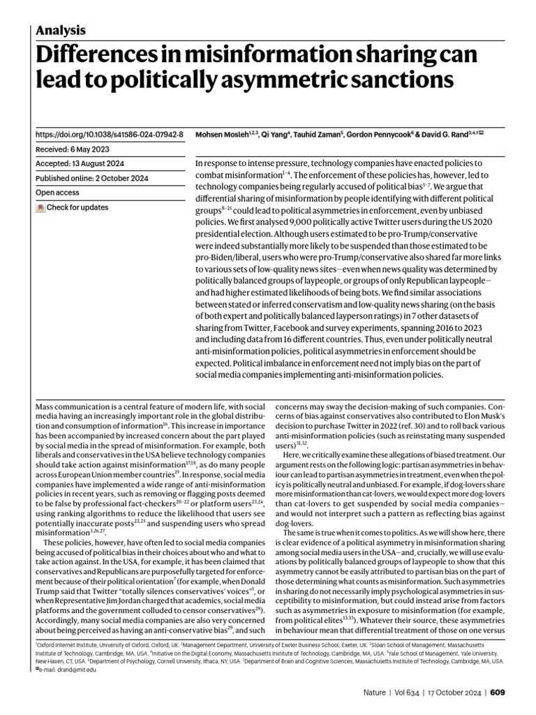 Differences in Misinformation Sharing Can Lead To Politically ...