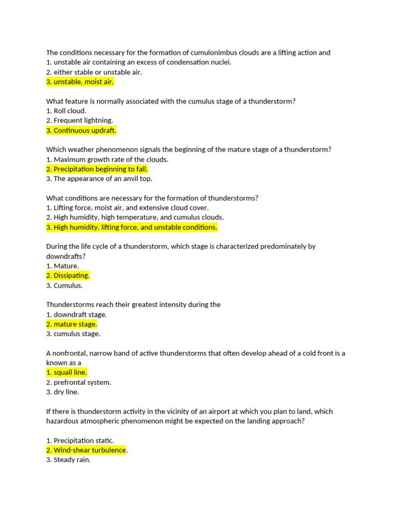 Thunderstorm FAA Questions | PDF