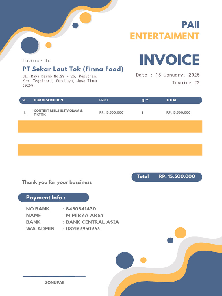 INVOICEPT Sekar Laut Tok (Finna Food) | PDF