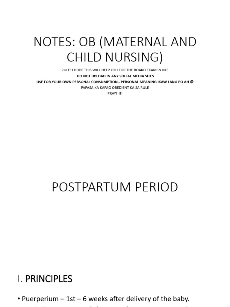 Postpartum Period Notes | PDF | Breastfeeding | Postpartum Period