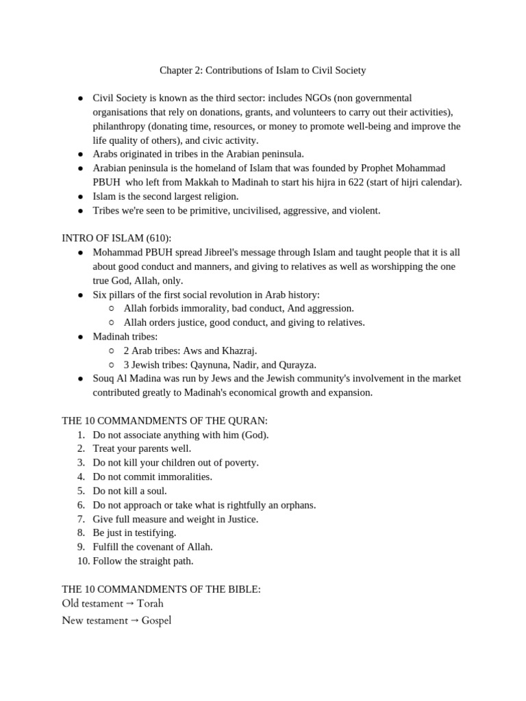 Islam's Role in Shaping Civil Society | PDF | Ten Commandments | Medina