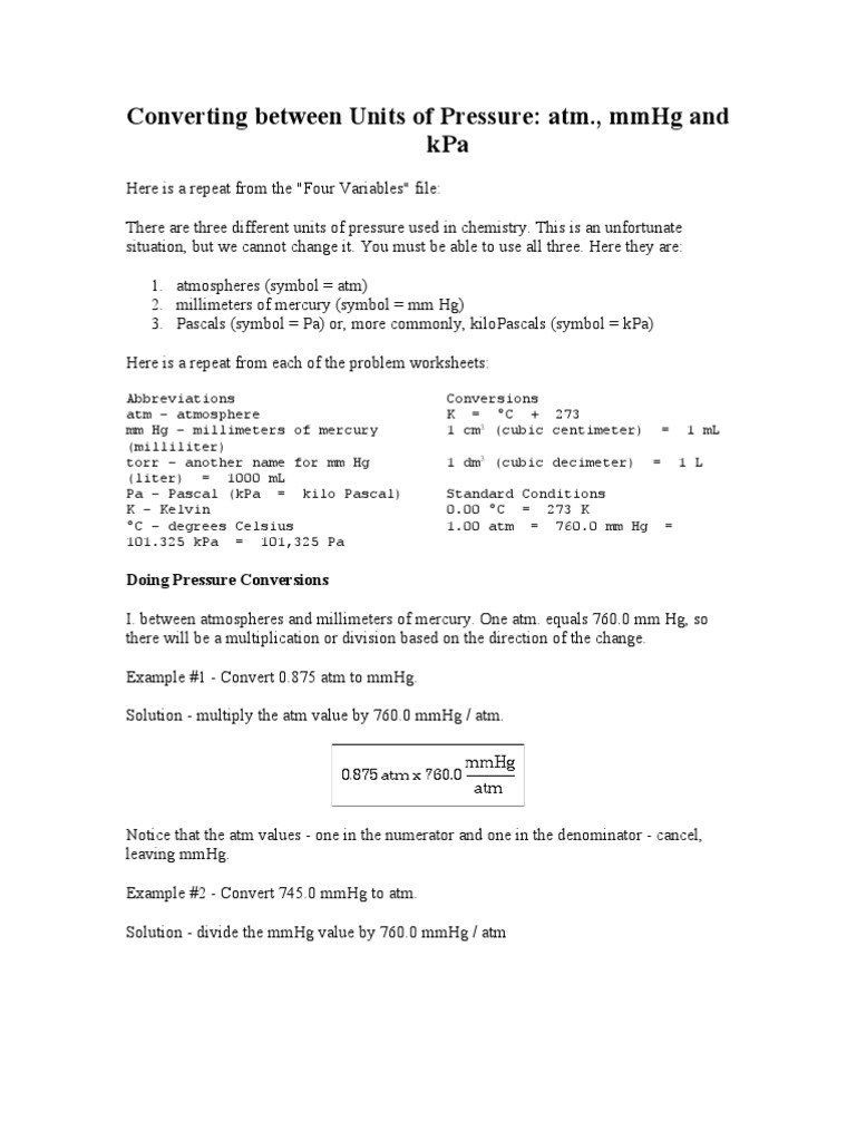 Pressure Unit Conversion Guide | PDF | Pascal (Unit) | Fraction ...