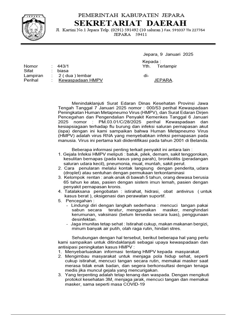 Kewaspadaan HMPV di Jepara | PDF