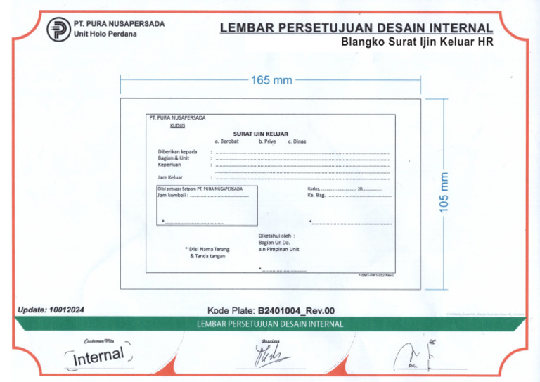 004_Blangko Surat Ijin Keluar HR_170120241 | PDF