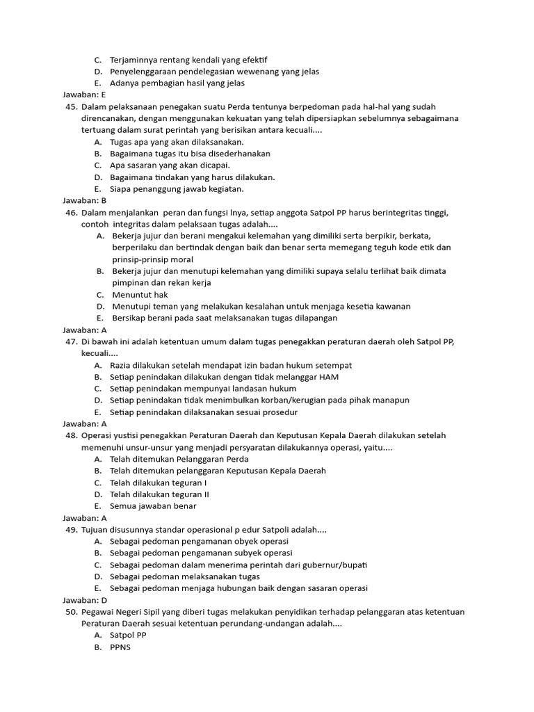 KISI-KISI SATPOL PP_5 | PDF