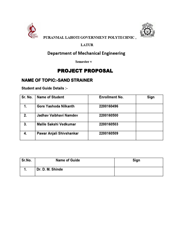 Mechanical Engg. Project: Sand Strainer | PDF