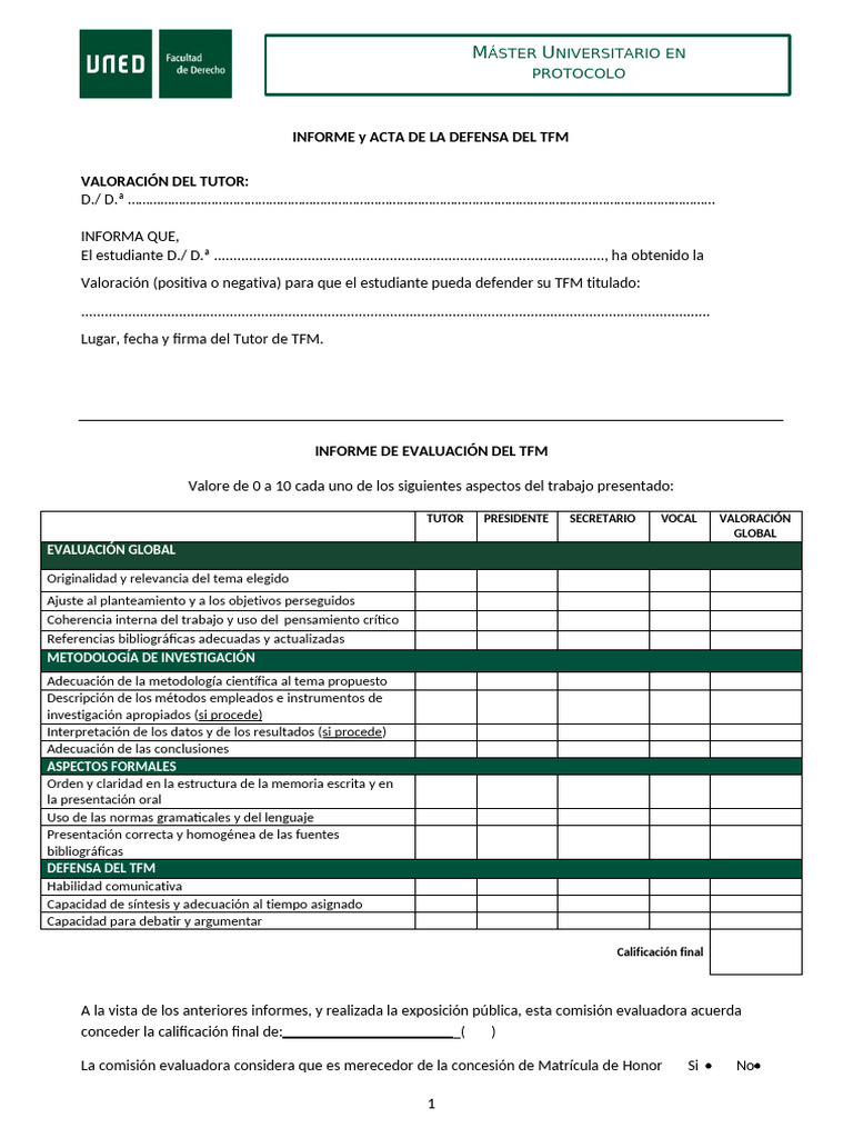 Modelo TFM | PDF | Método científico | Evaluación