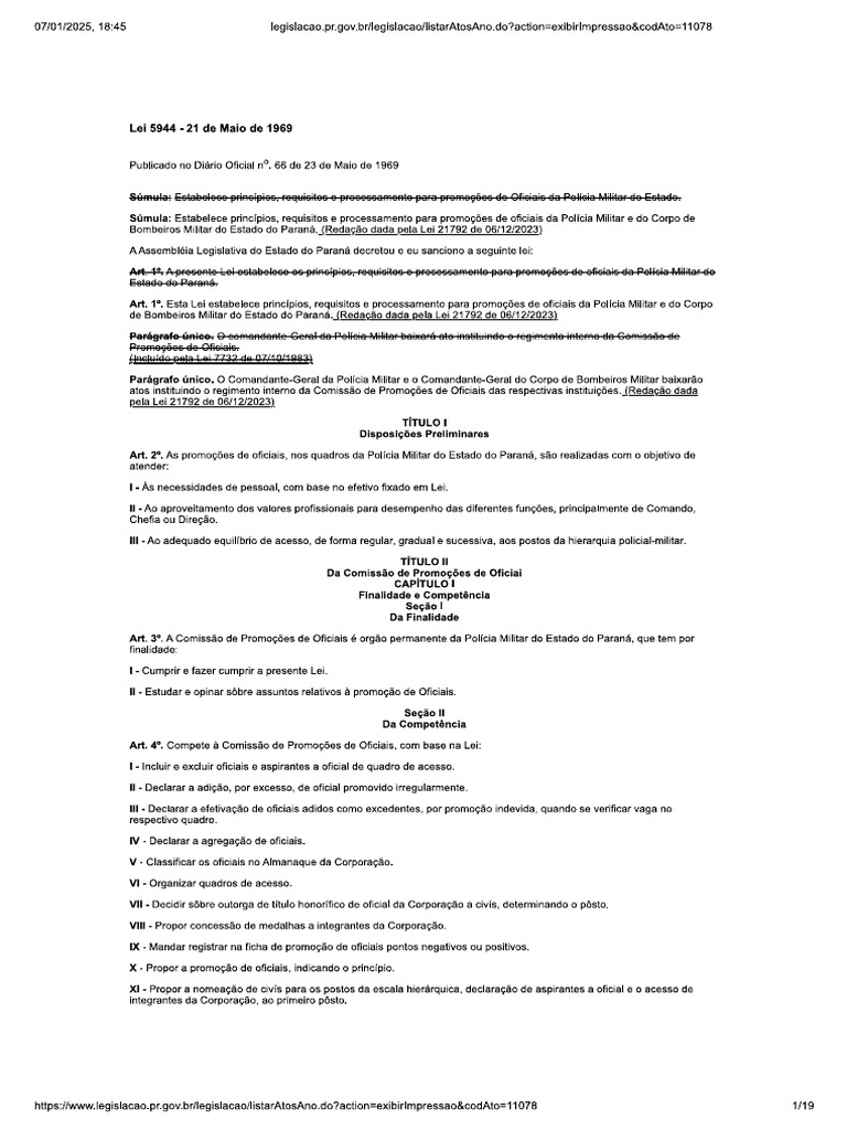 Lei Estadual 5.944.1969 - LPO | PDF