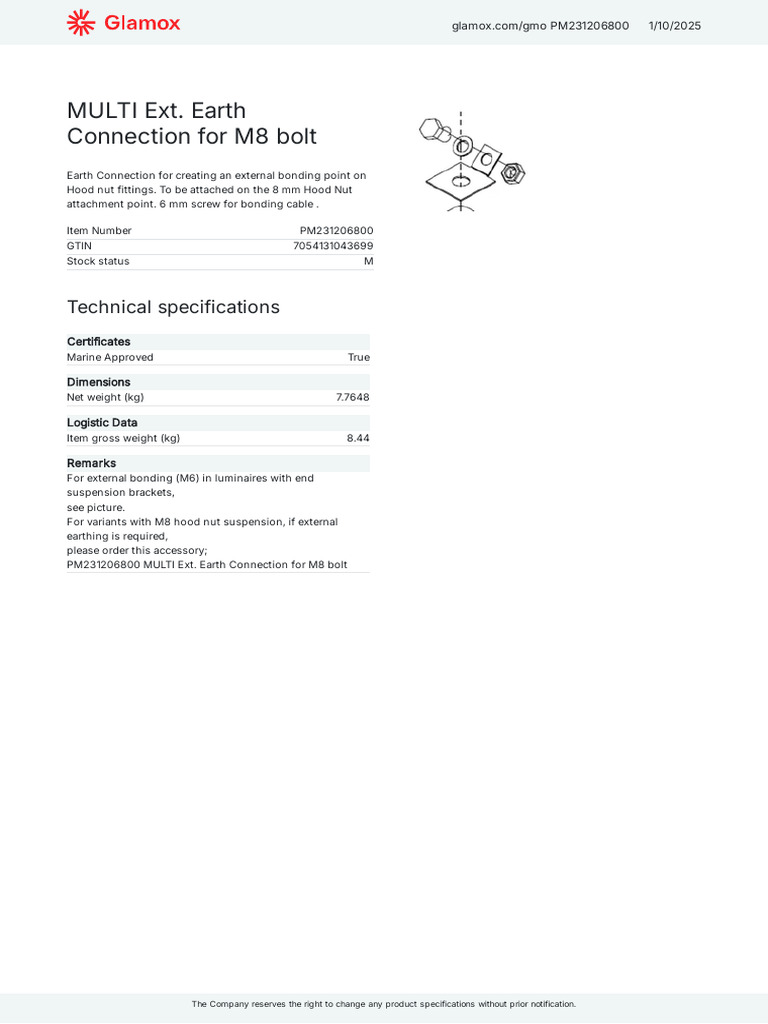 MULTI Ext. Earth Connection For M8 Bolt | PDF