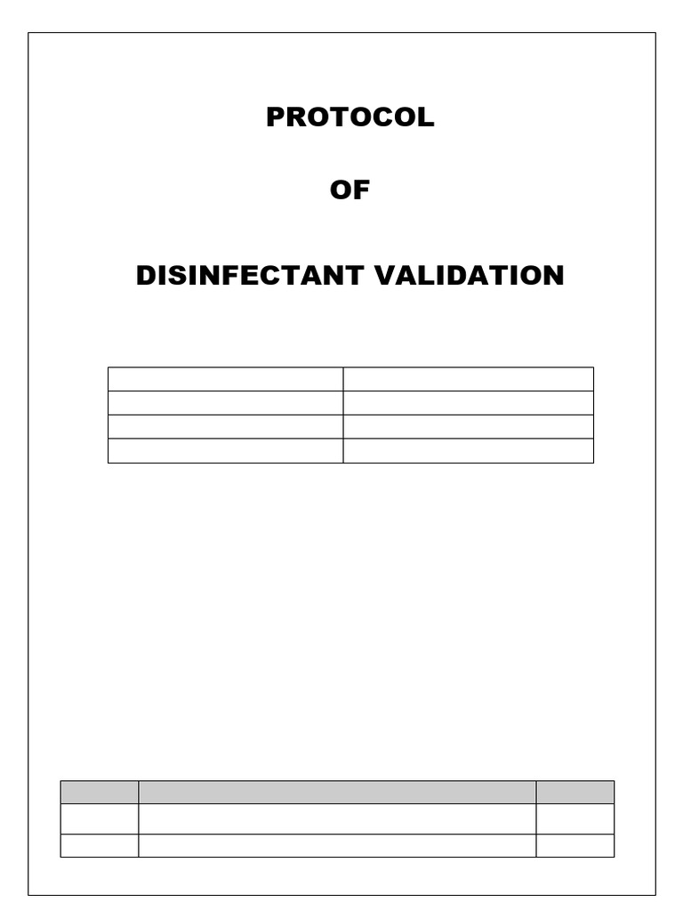 Disinfectant Validation Protocol | PDF | Disinfectant | Colony Forming Unit