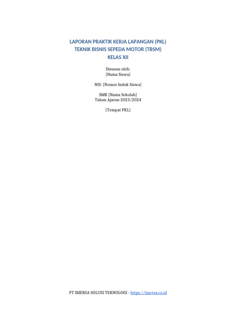 Laporan PKL TBSM Kelas 12 | PDF