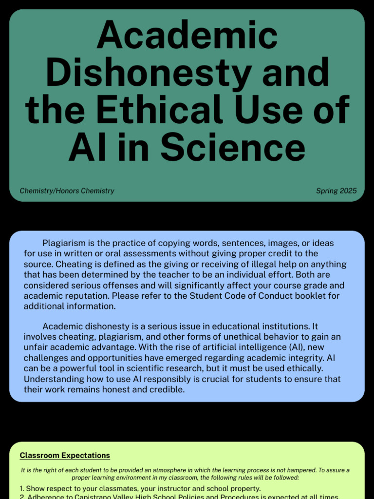 Academic Dishonesty and The Ethical Use of AI in Science - Chemistry ...