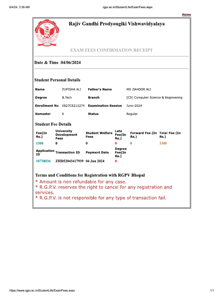 Exam Form6 Slip | PDF