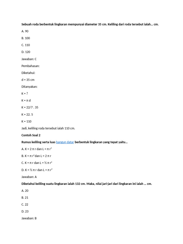 Soal PH MTK Luas Dan Keliling Bangun Datar | PDF