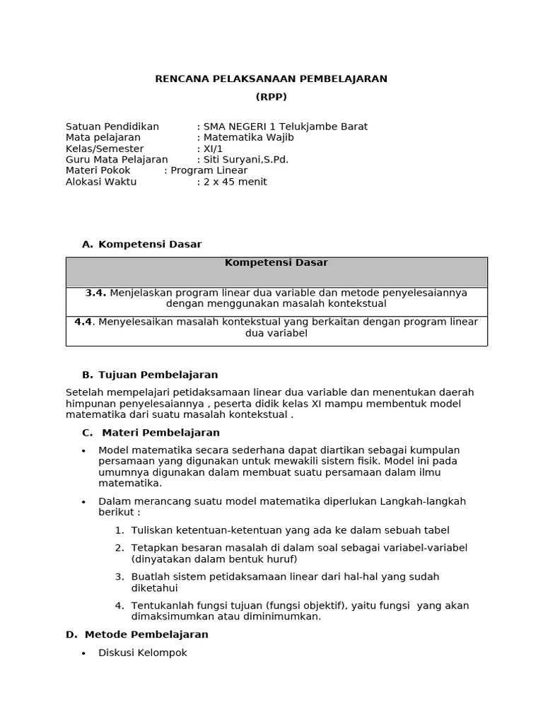 Rpp Observasi Bu Yani Disiplin Positif 2024-2025 | PDF