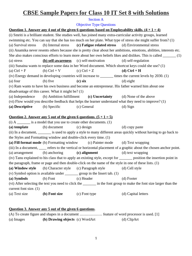 Class 10 IT Sample Papers | PDF | Instant Messaging | Databases